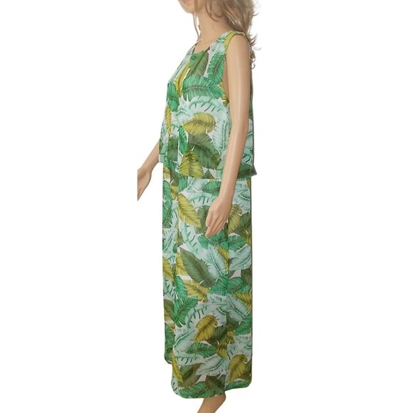 J. Jill | Dresses | J Jill Xl New Green Tropical Vacation Beach Dress ...